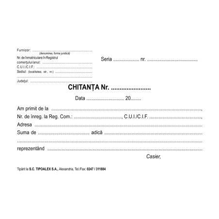 Chitantier A6 - 2 exemplare - personalizat