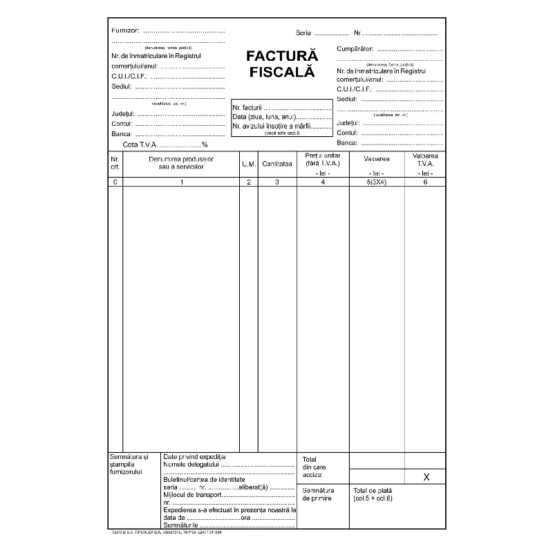Factura A4 - personalizata